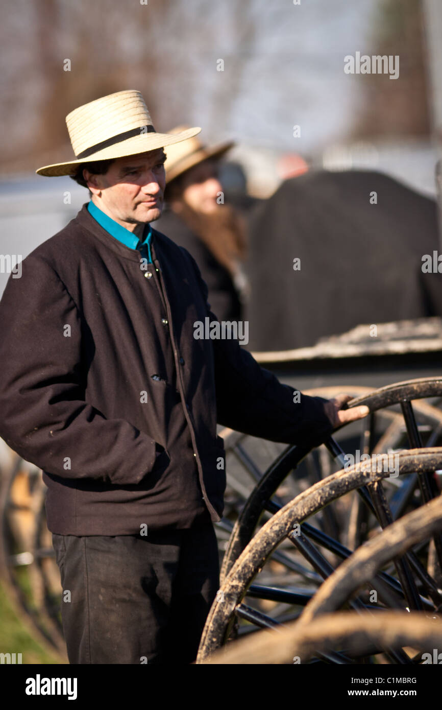 Amish man watches the auction during the Annual Mud Sale to support the ...