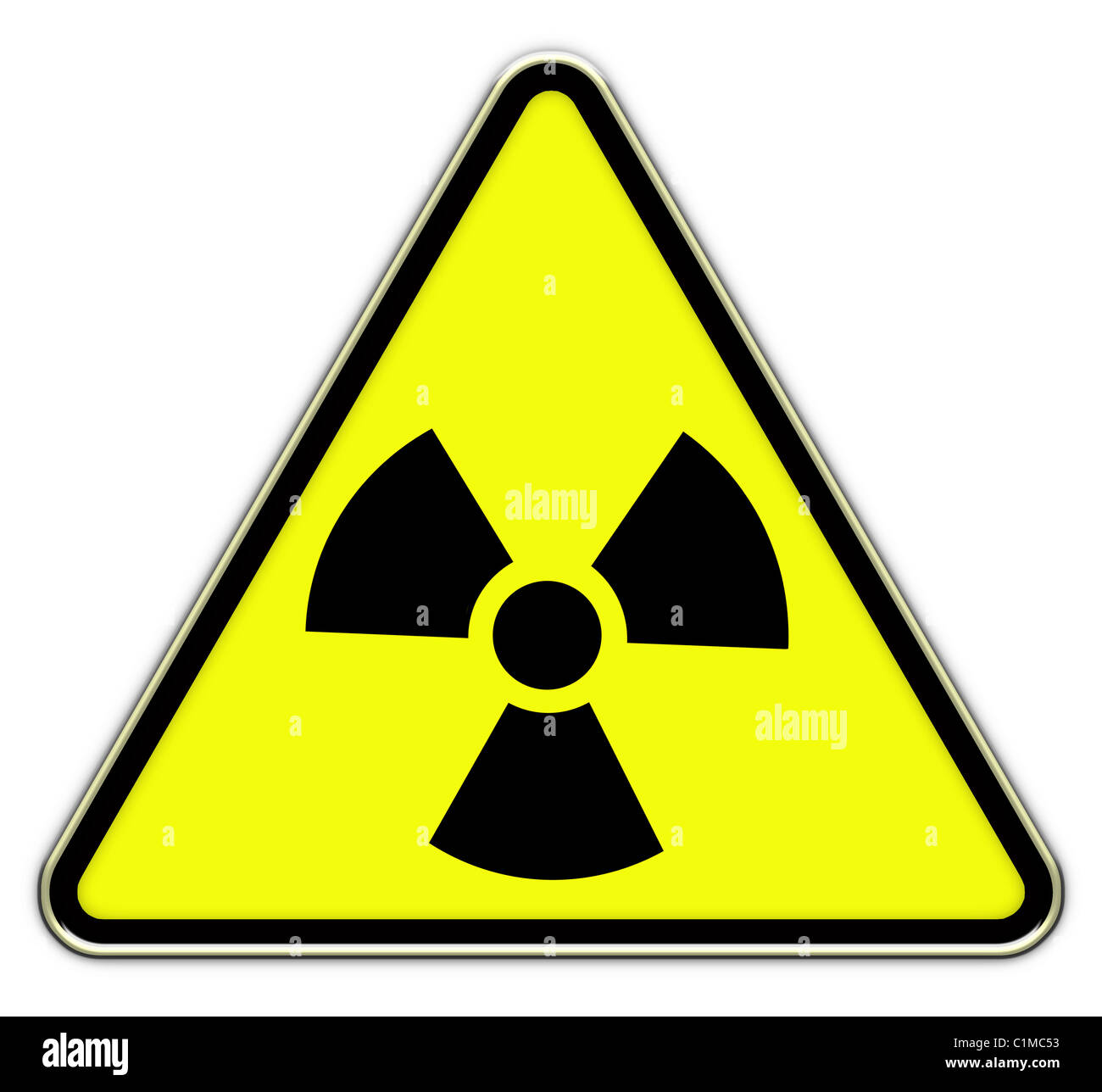 Radiation warning sign on white background Stock Photo - Alamy