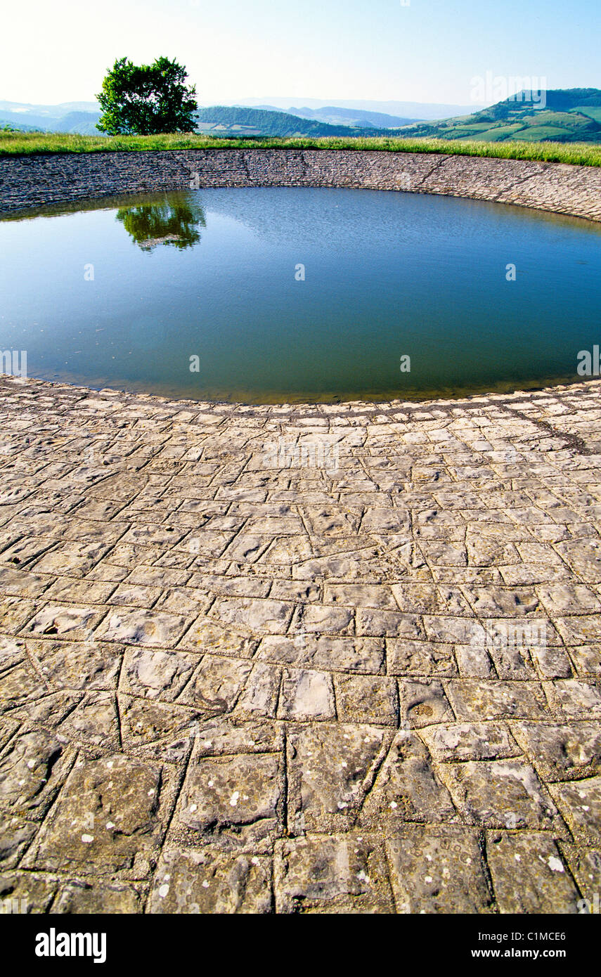 France Aveyron a Lavogne (traditional stone pond allowing the sheep to ...
