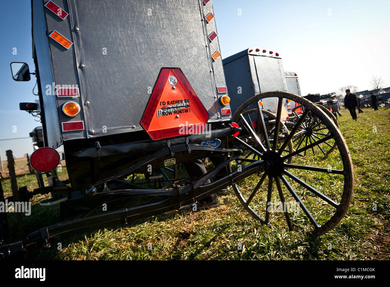 Amish buggy with a bumper stick during the Annual Mud Sale to support ...