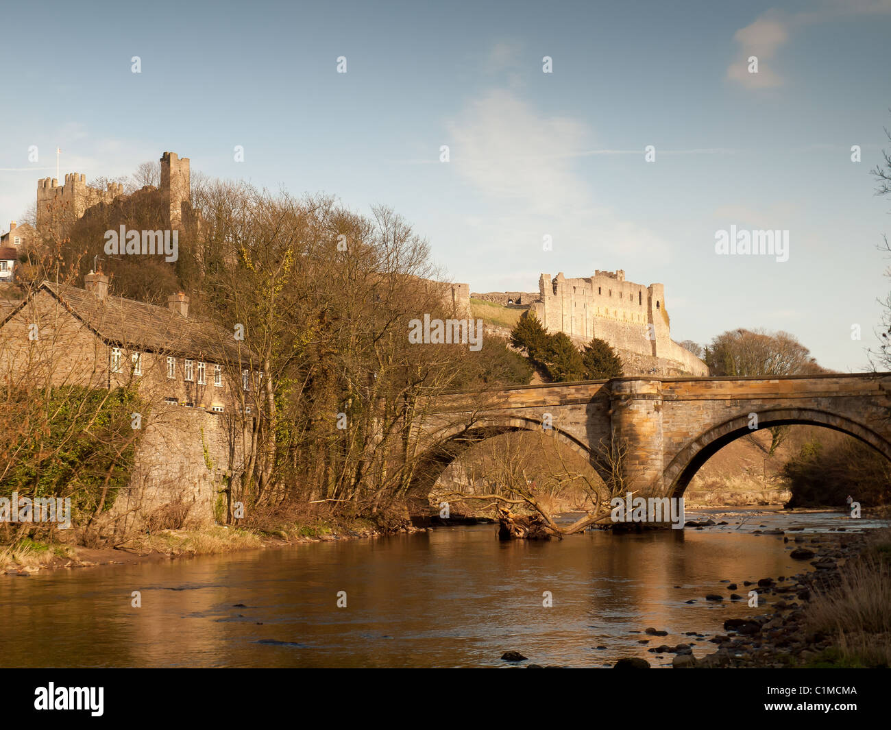 Historic Richmond Castle North Yorkshire with the stone arched Green ...