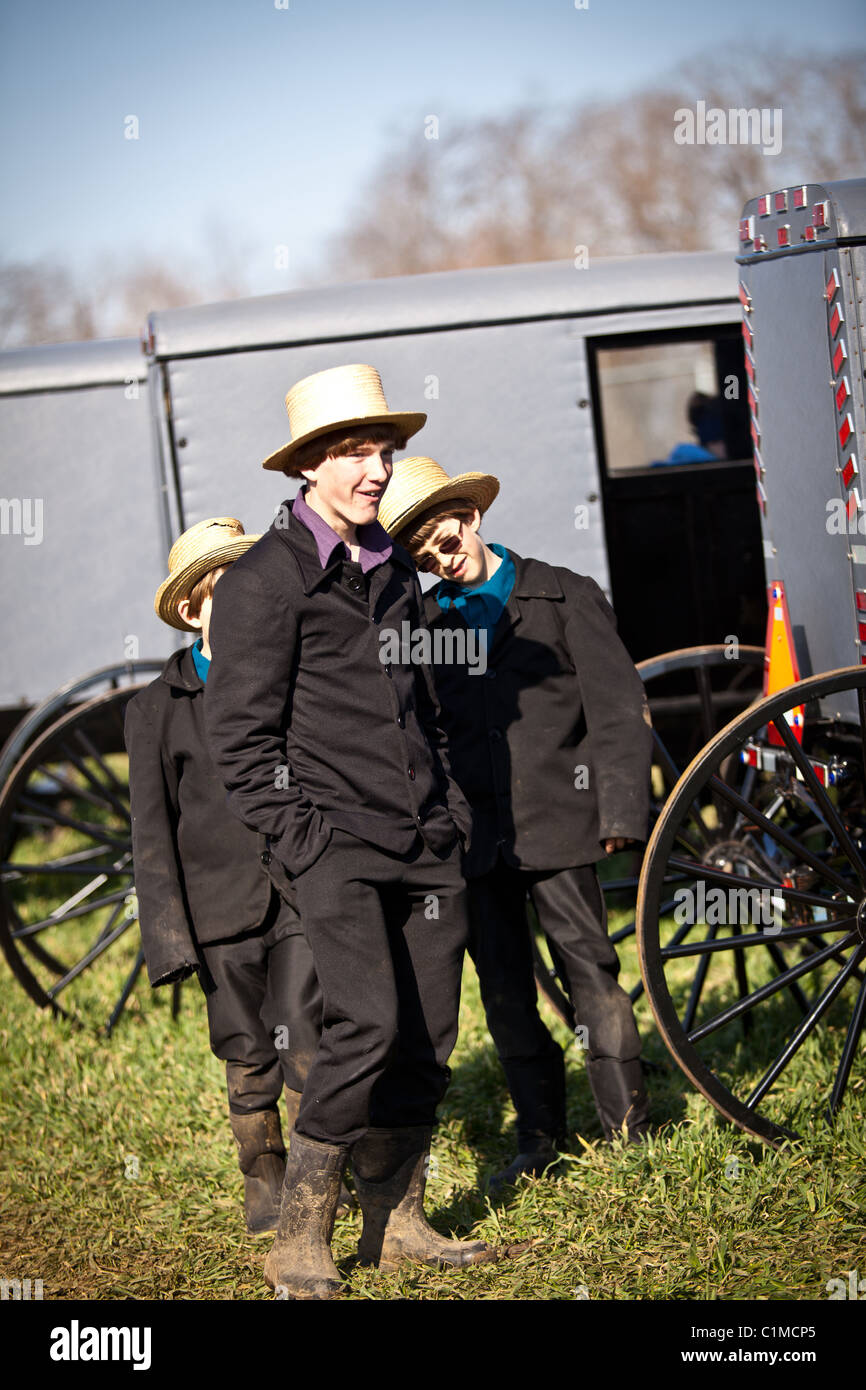 Amish boys during the Annual Mud Sale to support the Fire Department in ...