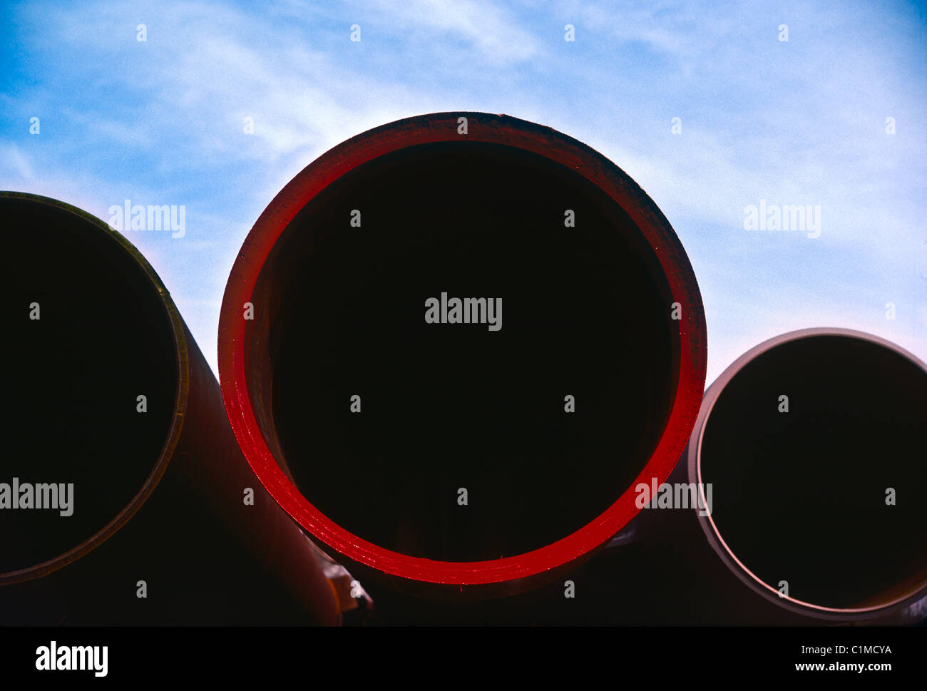 Stacked drill pipe or drill stem used on a drilling rig Stock Photo - Alamy