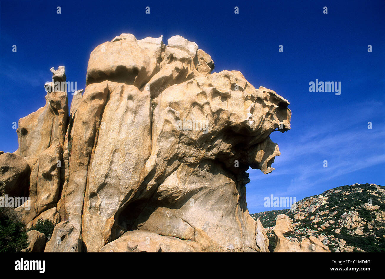 France, Corse du Sud, Campomoro's customs path, rocky sculpture Stock ...