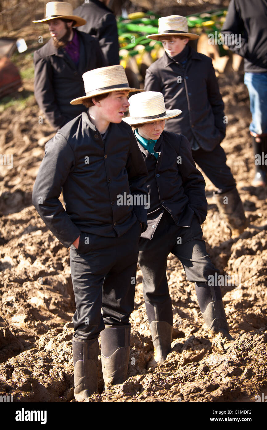 Amish boys during the Annual Mud Sale to support the Fire Department in ...