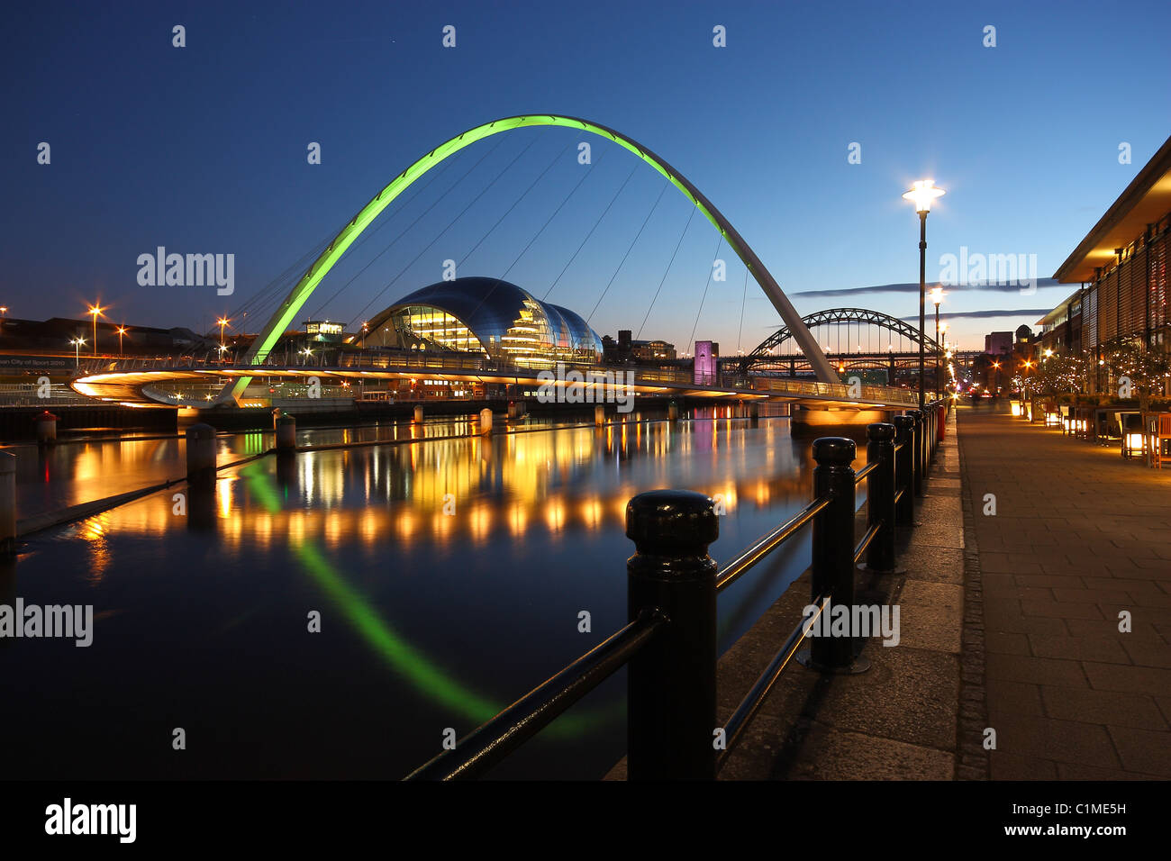 Tyne And Millennium Bridges At Sunset High Resolution Stock Photography ...