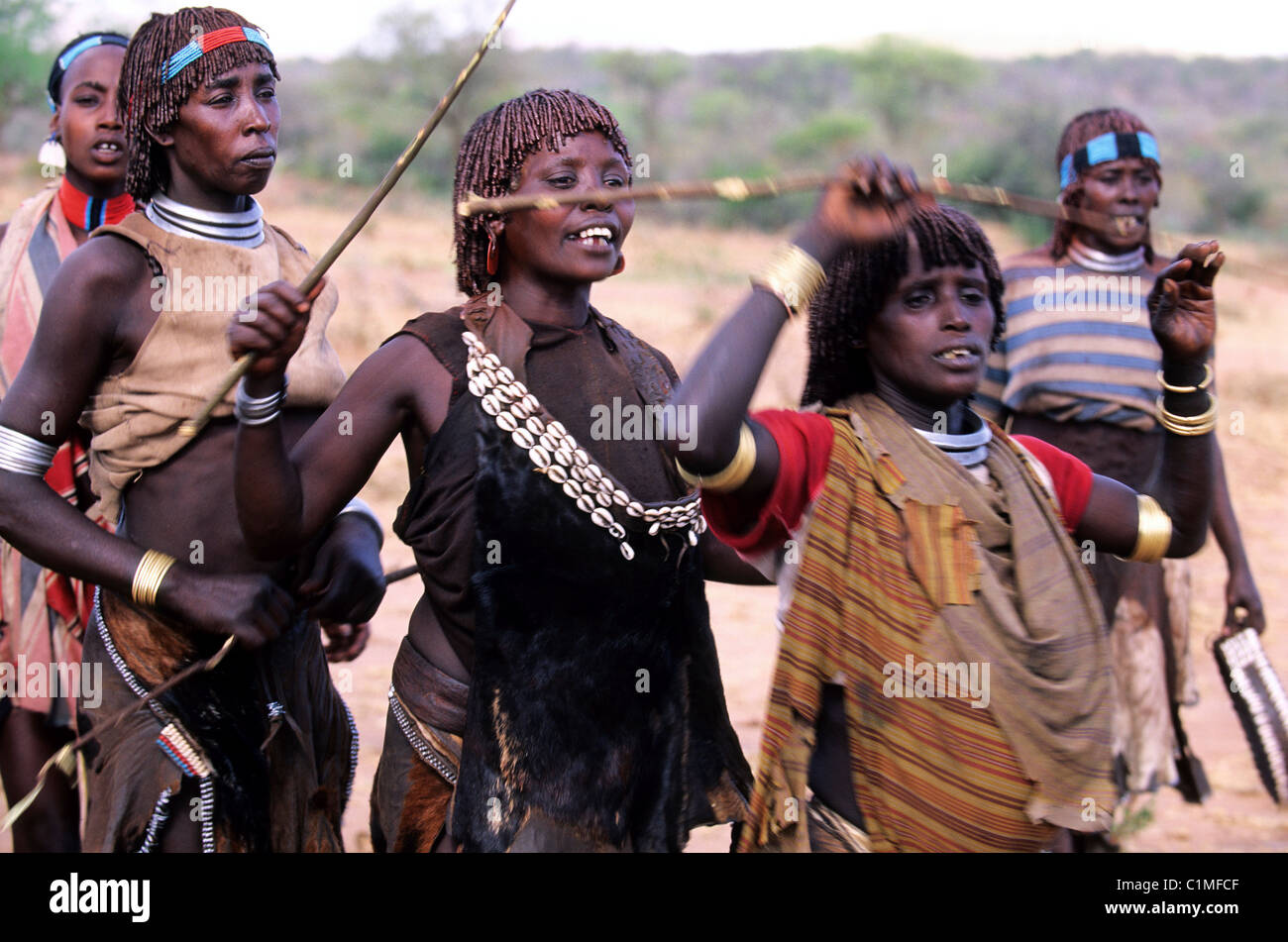Ethiopia, Omo valley, the bull jumping ceremony of the hamer tribe ...
