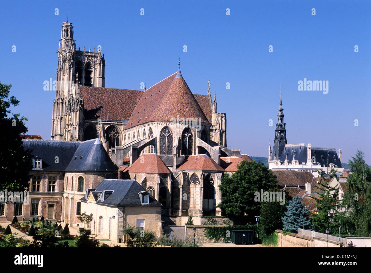France, Yonne, Sens, cathedral Saint Etienne and the City Hall in the ...