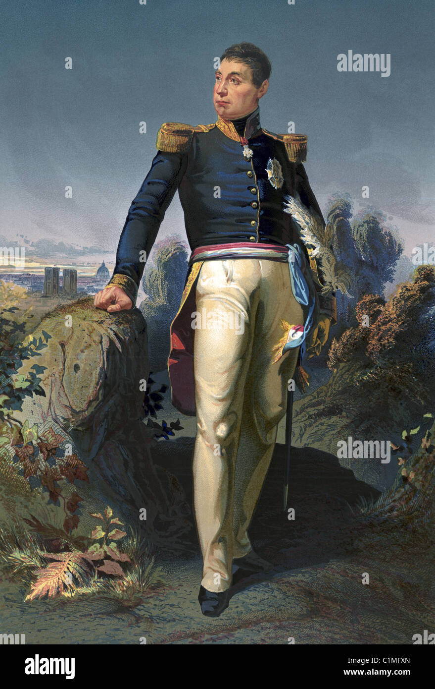 Vintage portrait print circa 1851 of French General Lafayette (Gilbert ...