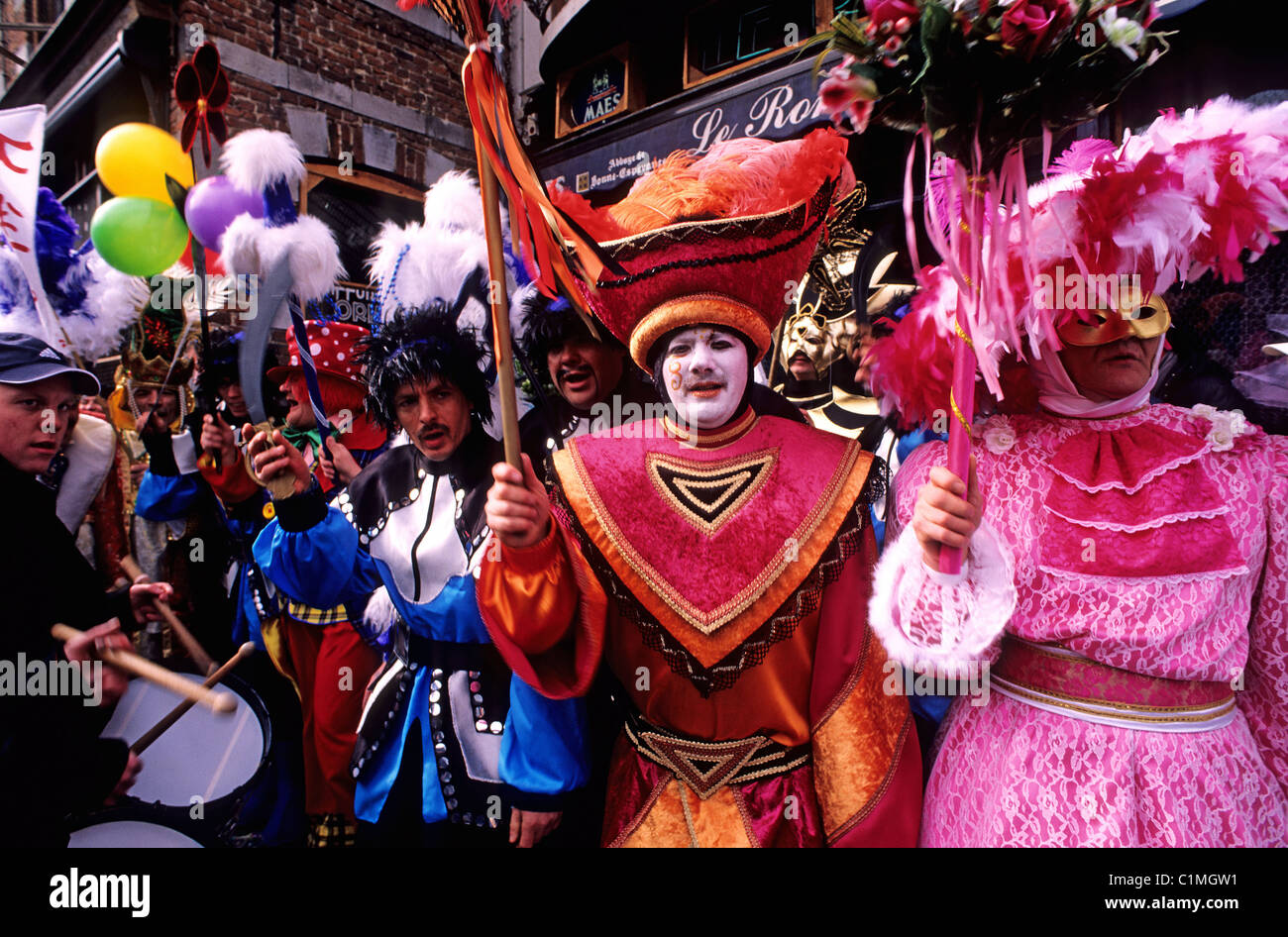 Belgium, Wallonia, carnival of Binche, the parade of a carnival ...
