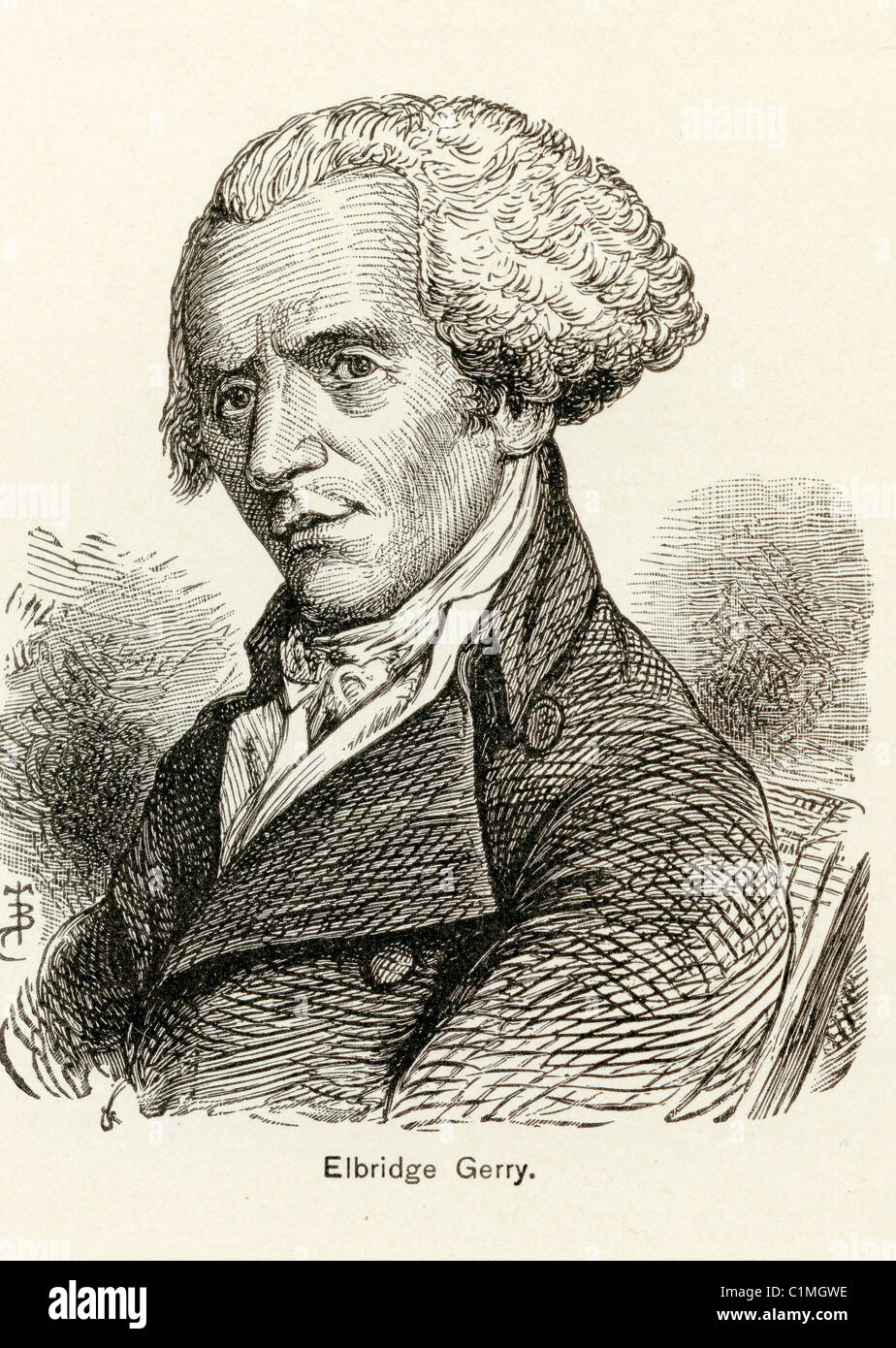 Old lithograph of Elbridge Gerry the fifth Vice President of the United ...