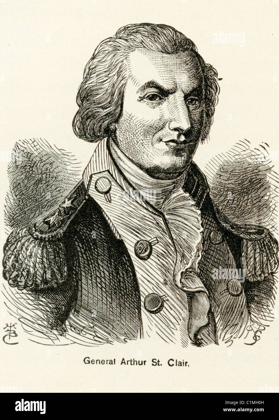 Old lithograph of Arthur St. Clair, American Revolutionary War general ...