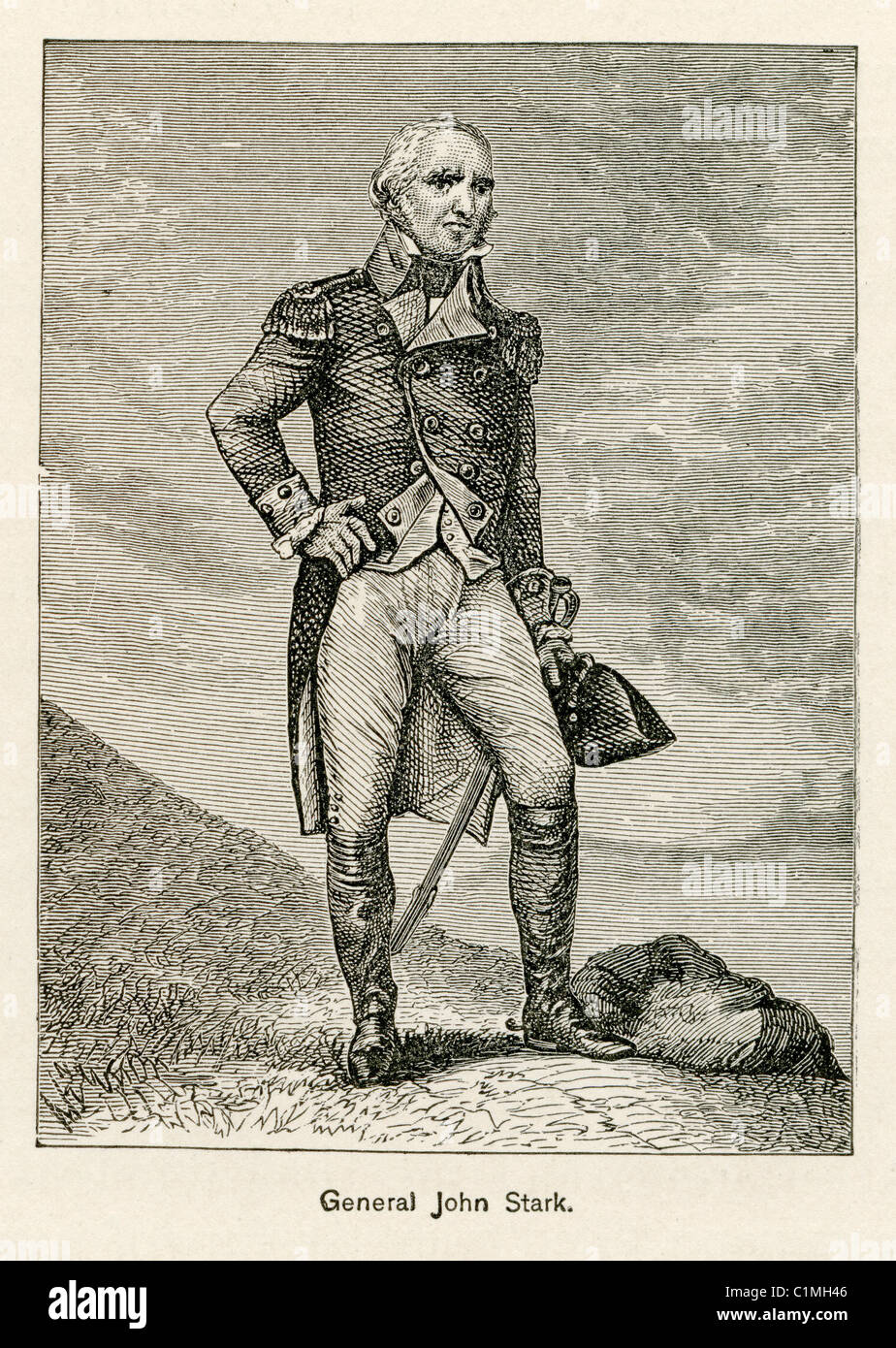 Old lithograph of John Stark, a major general in the Continental Army ...