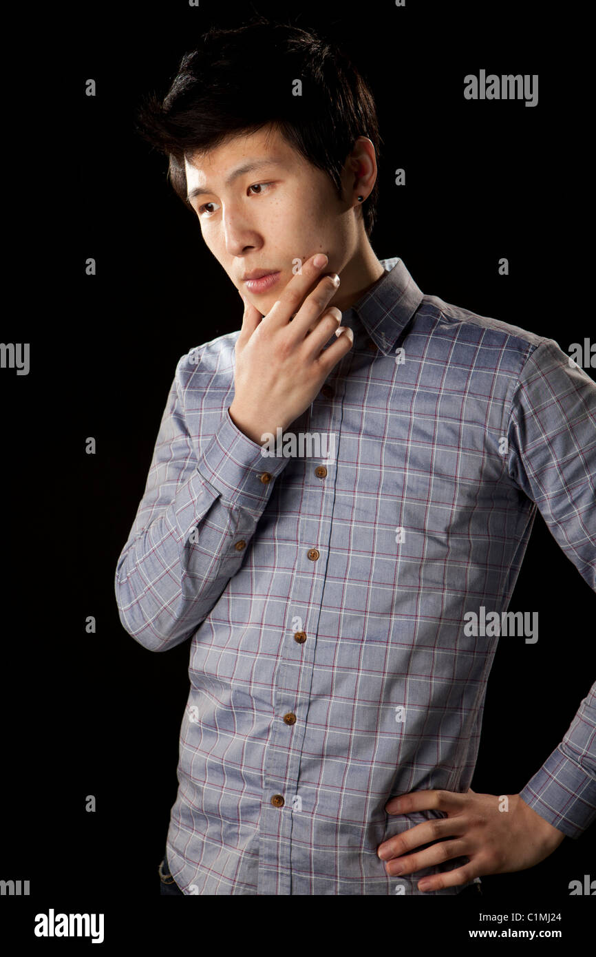 University student acting pose Stock Photo - Alamy