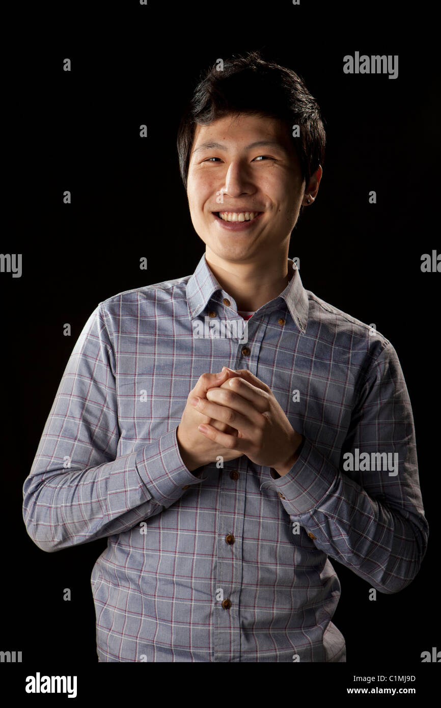 University student acting pose Stock Photo - Alamy