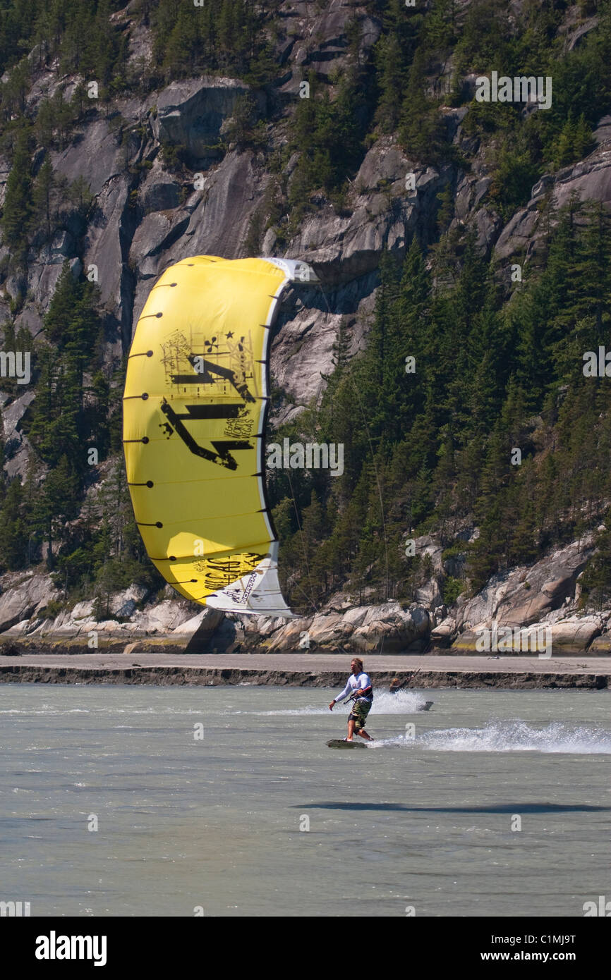 Kiteboarder catches wind spit squamish hi-res stock photography and ...