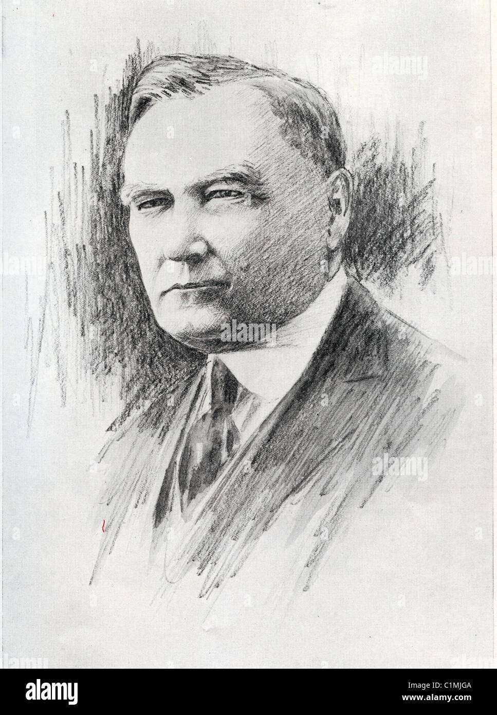 Old lithograph of a man's portrait Stock Photo - Alamy