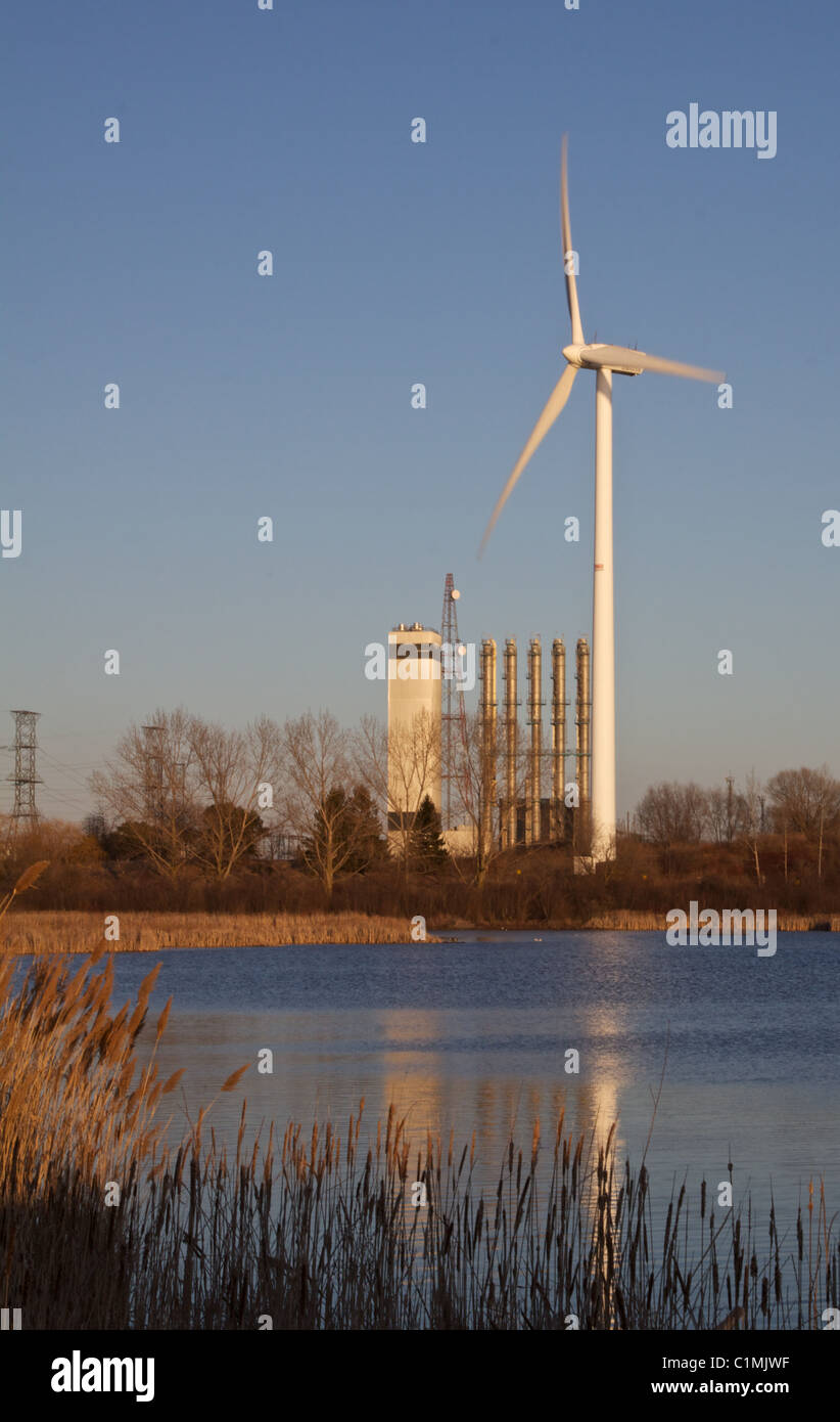 Wind Turbine in Pickering Ontario Canada. Next to the Atomic Energy ...