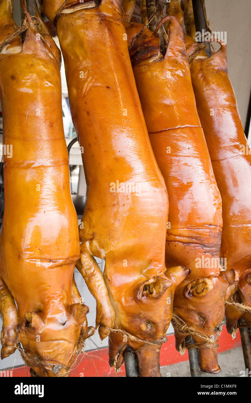 Line of roasted pork (lechon) displayed for sale Stock Photo - Alamy