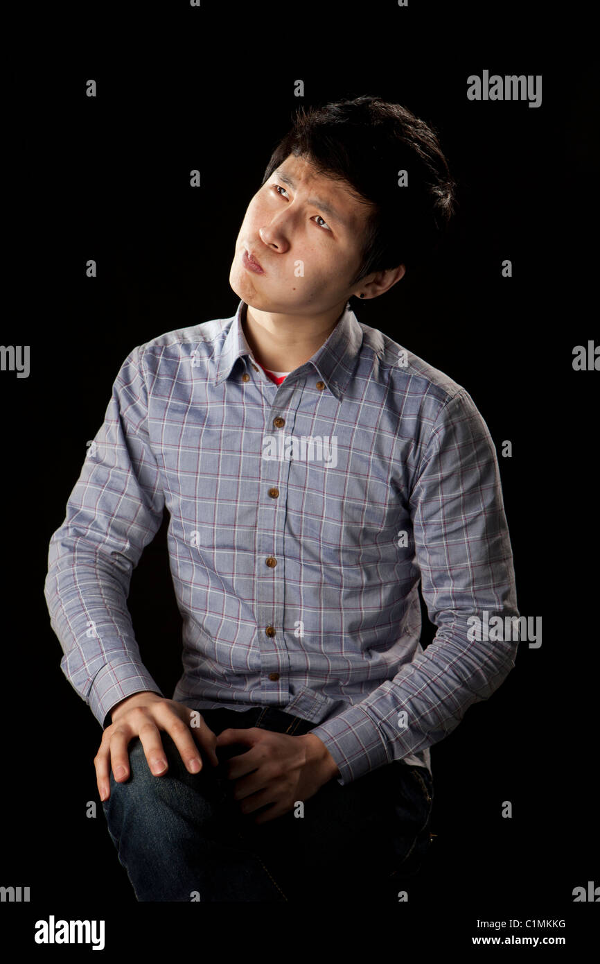 University student acting pose Stock Photo - Alamy