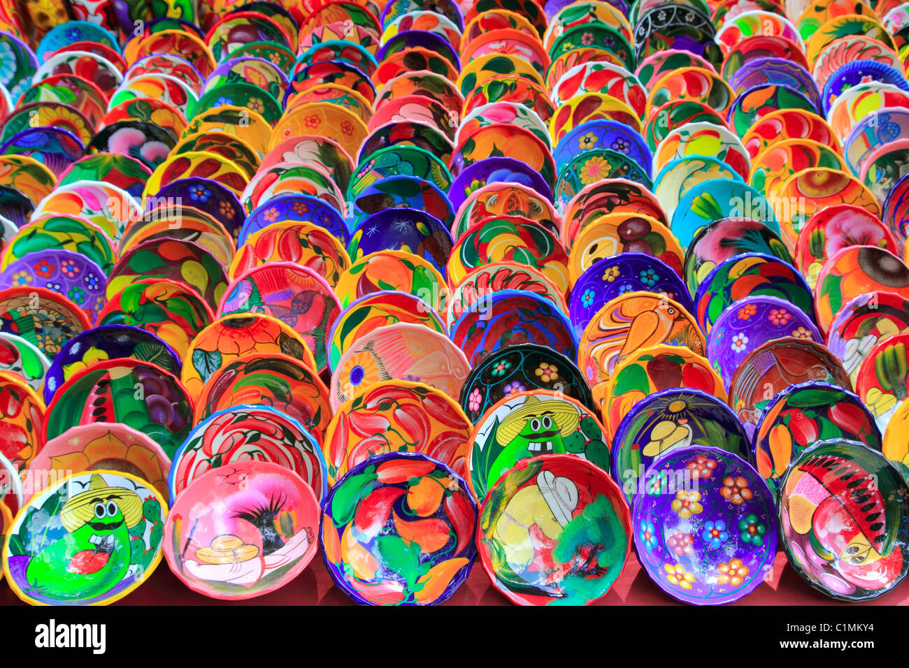 clay ceramic plates from Mexico colorful traditional handcraft Stock ...