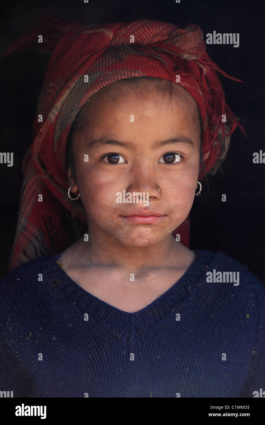 Nepali girl in a Himalaya Nepal Stock Photo - Alamy