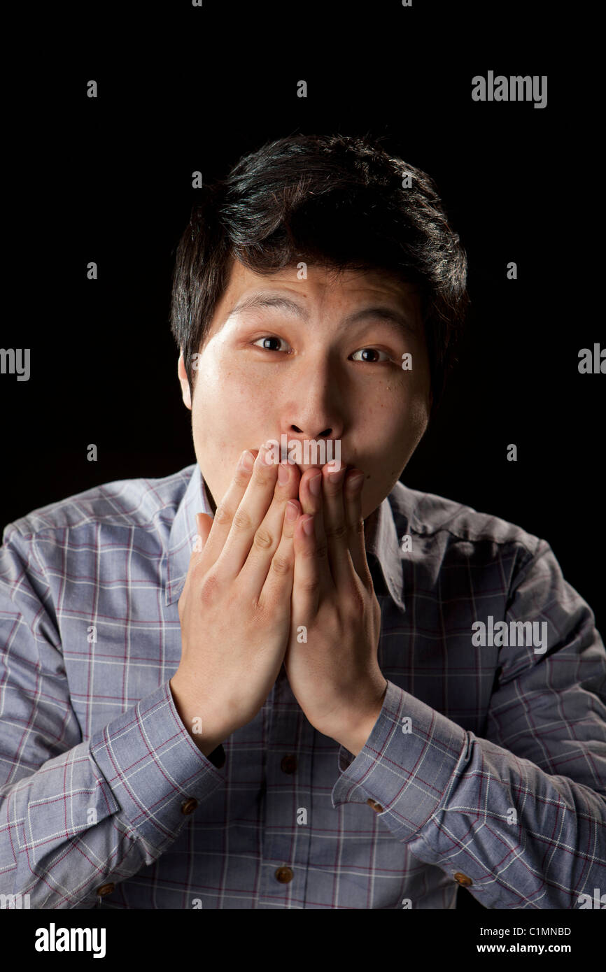 University student acting pose Stock Photo - Alamy