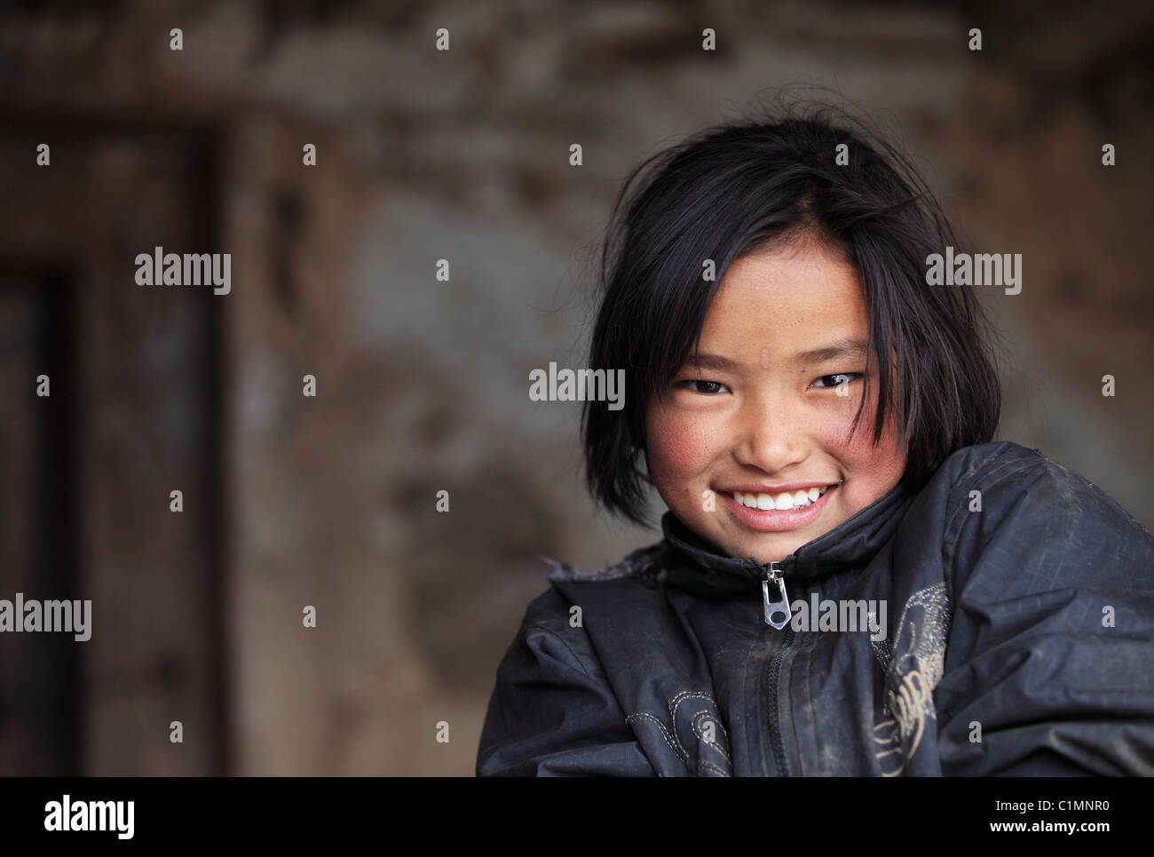 Nepali girl in a Himalaya Nepal Stock Photo - Alamy