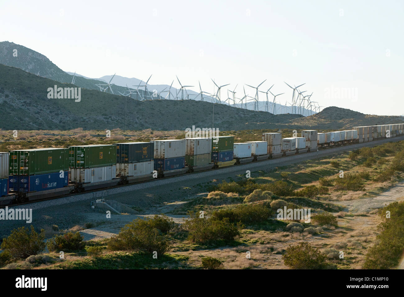 Windmills and Trains Stock Photo - Alamy