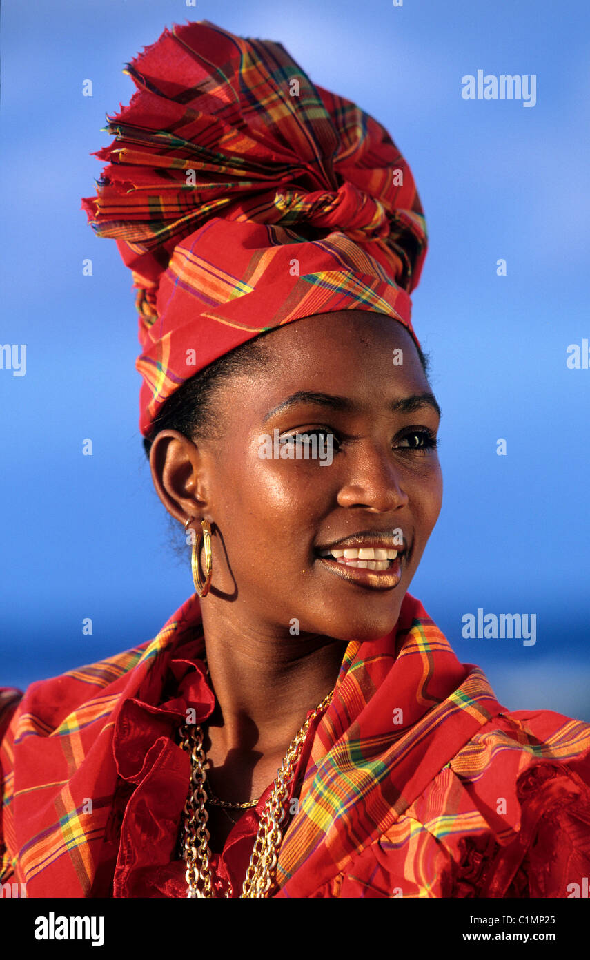 France, Guadeloupe, young Creole in traditional dress Stock Photo - Alamy