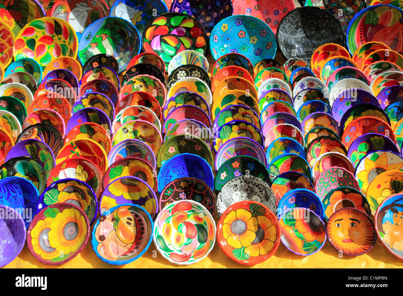 clay ceramic plates from Mexico colorful traditional handcraft Stock ...