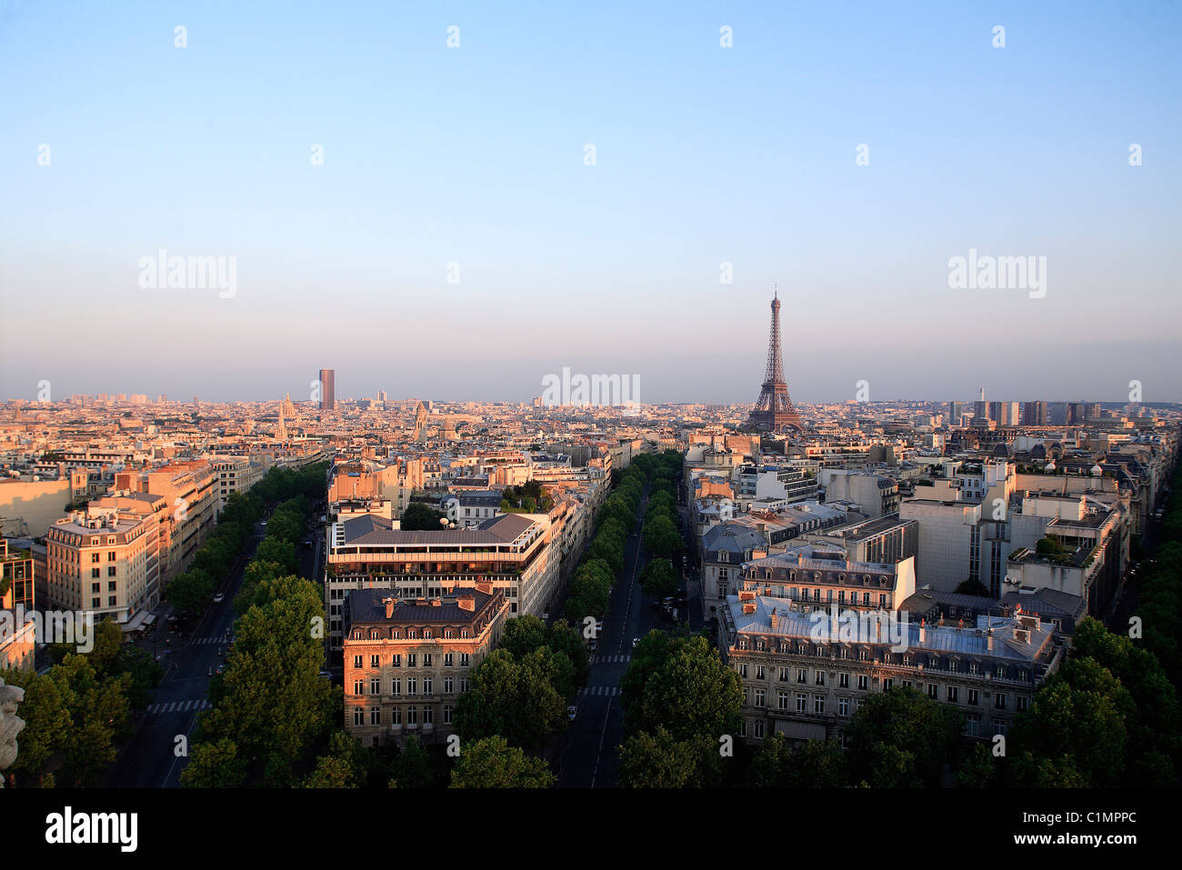 France, Paris, overview of the city from the Arch of Triumph Stock ...