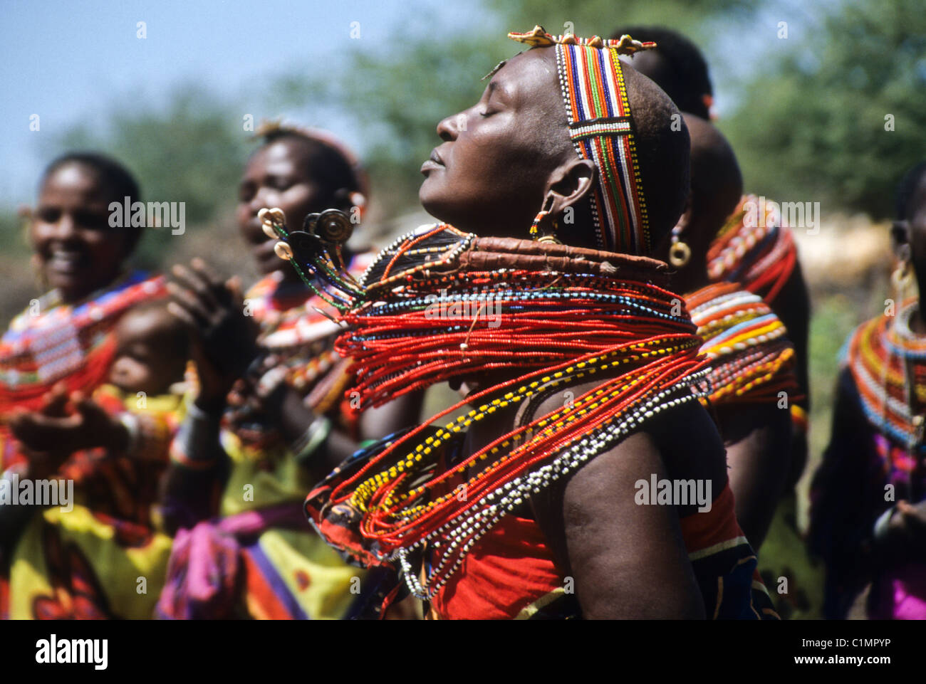 Samburu women dancing and singing, Kenya Stock Photo - Alamy