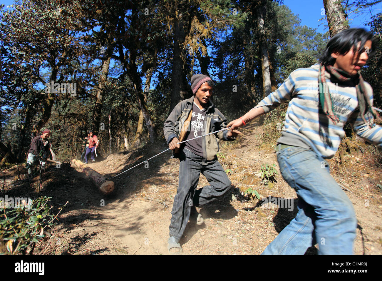 Nepali men in the Himalaya Nepal Stock Photo - Alamy