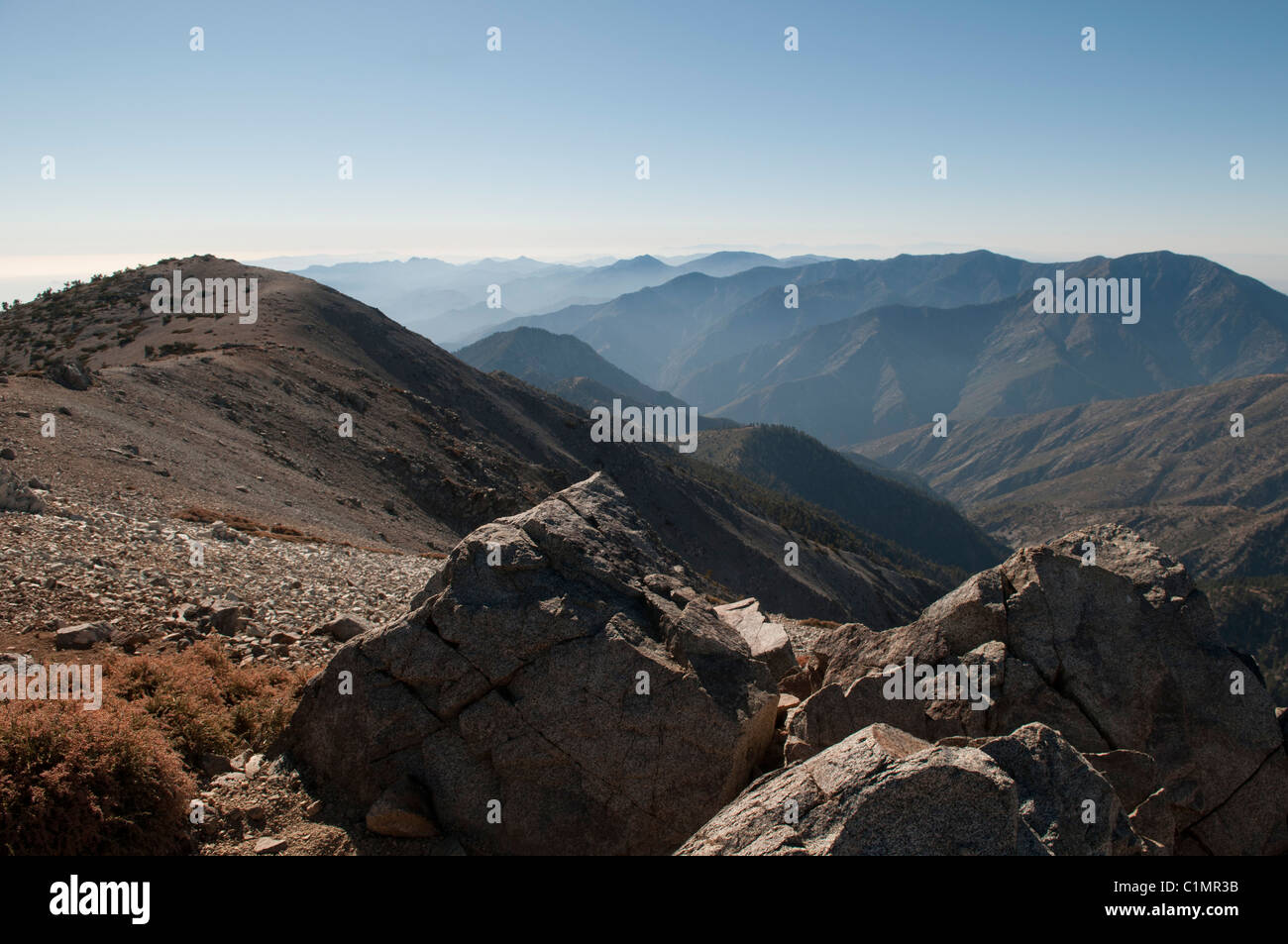View at summit of Mount San Antonio, (Mt. Baldy), San Gabriel Mountains ...