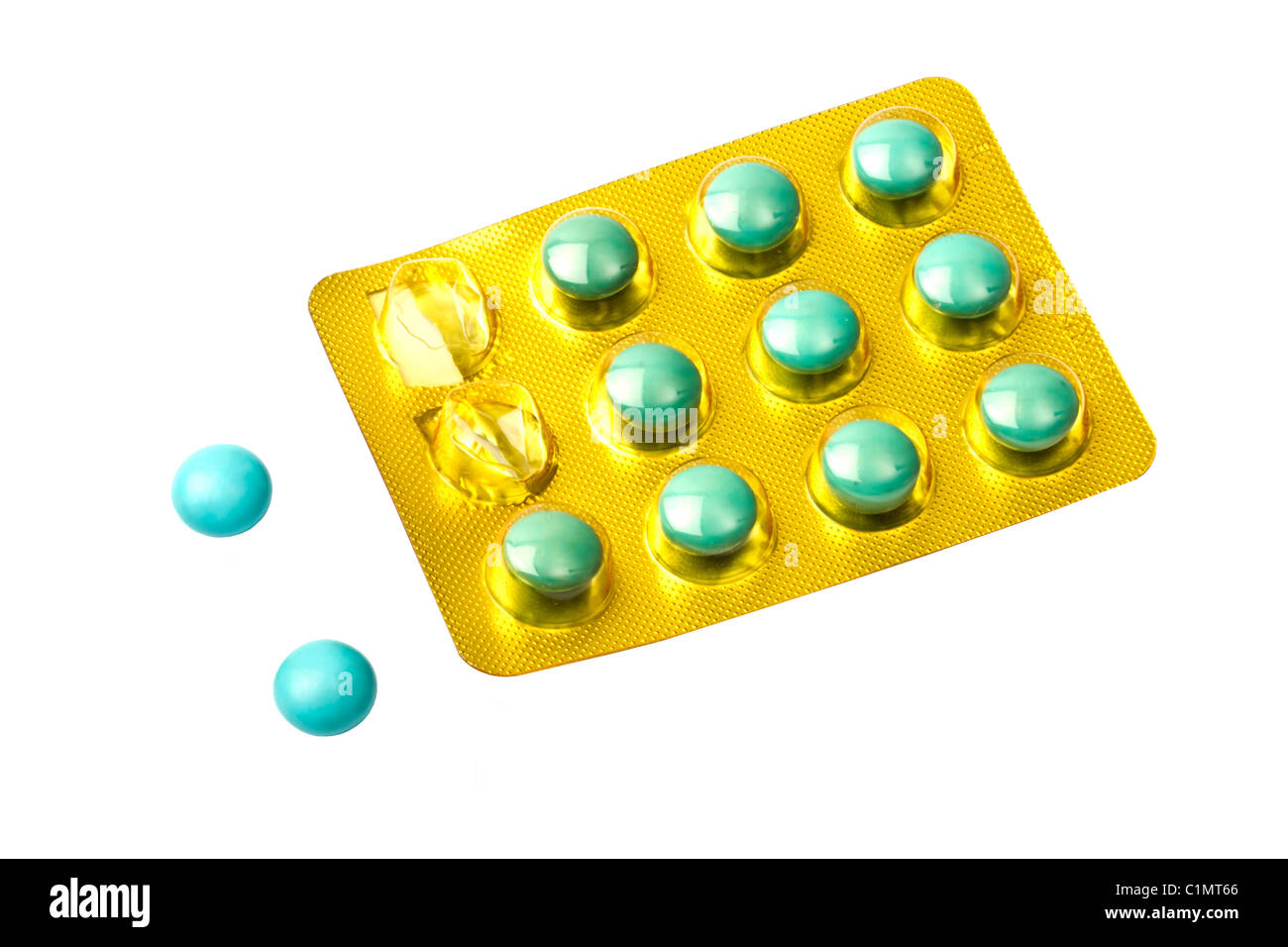 Set of green pills isolated on white background Stock Photo - Alamy