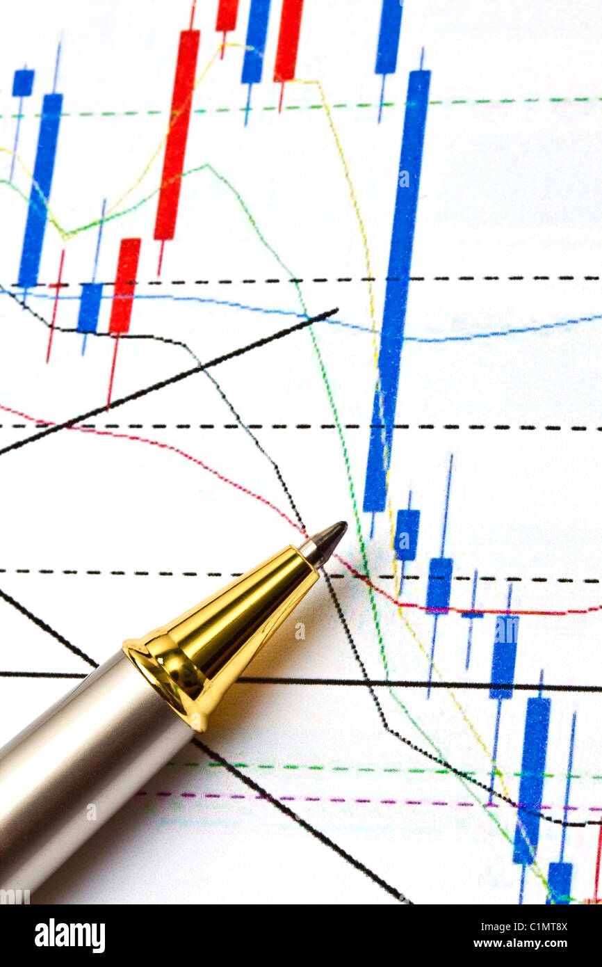 Background of business graph and a pen Stock Photo - Alamy