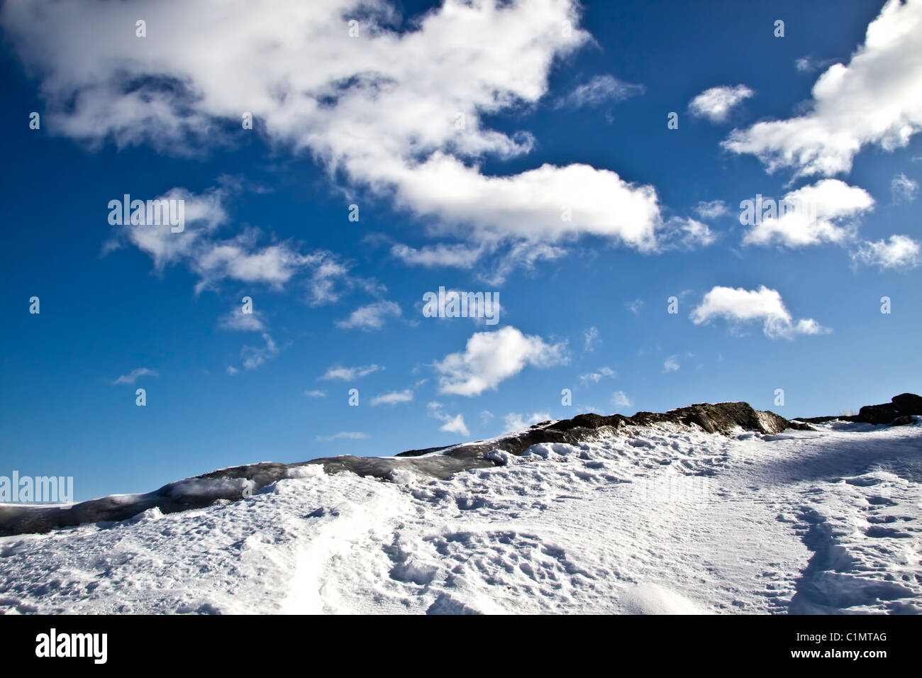 Winter landscape of snow mountain and blue sky Stock Photo - Alamy