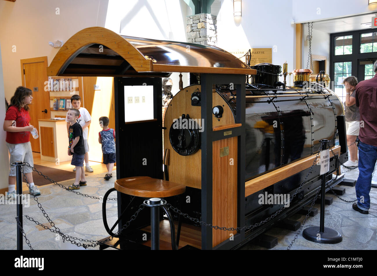 Restored electric locomotive at Visitor Center, Gillette Castle State ...