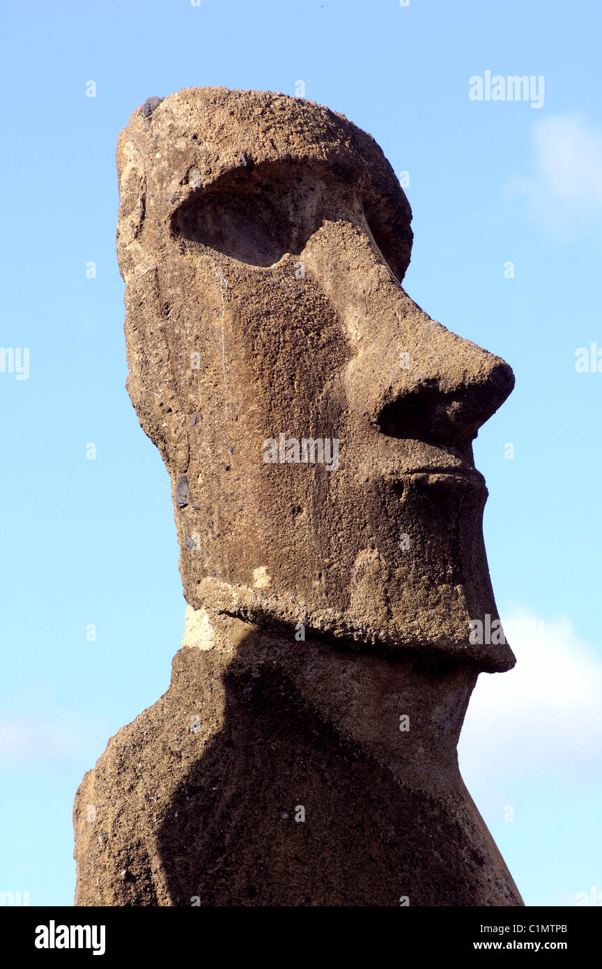 Chile Easter Island Ahu Tongariki Fifteen huge Moai stand with their ...