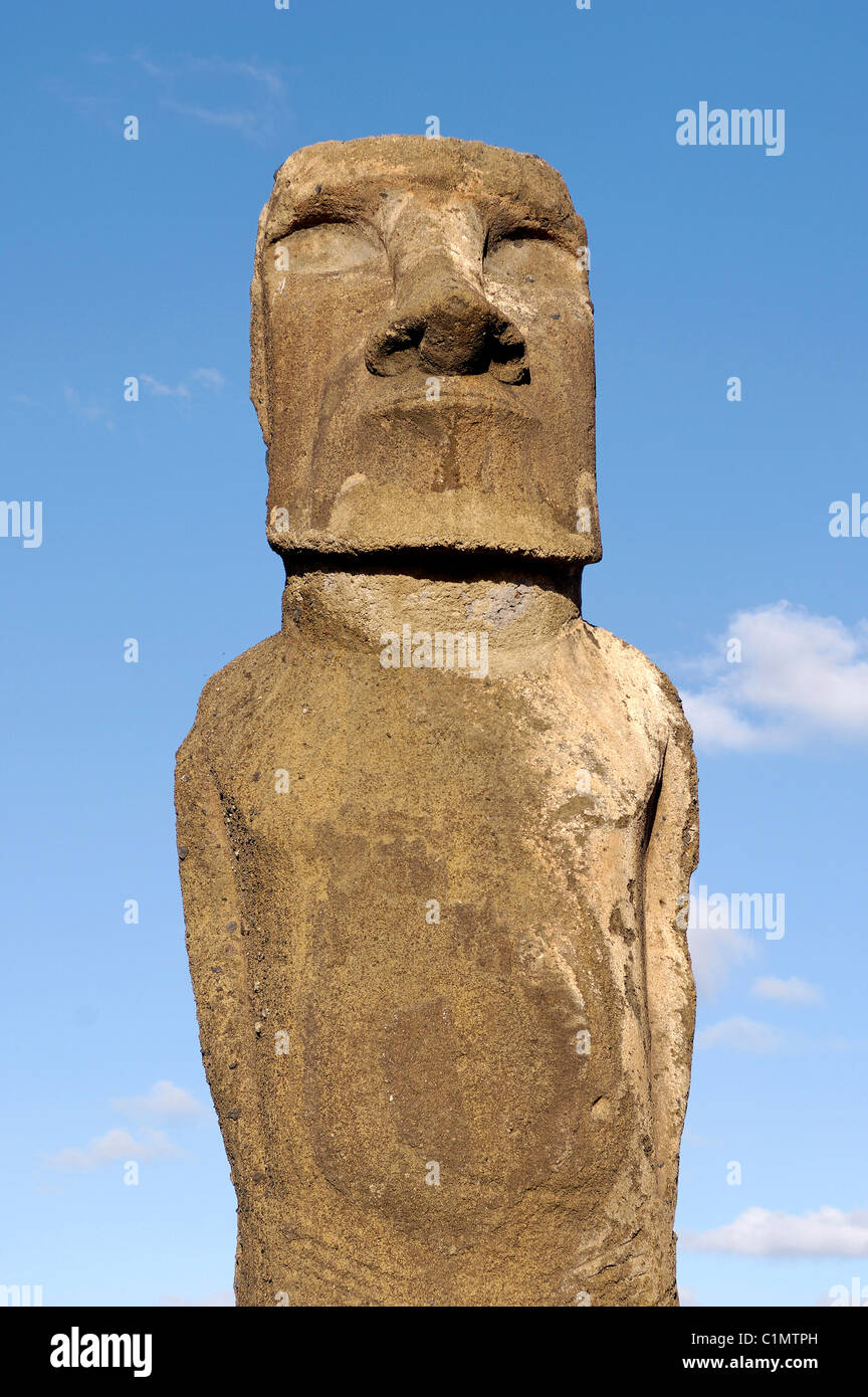 Chile Easter Island Ahu Tongariki Fifteen huge Moai stand with their ...