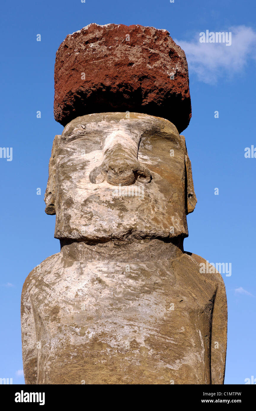 Chile Easter Island Ahu Tongariki Fifteen huge Moai stand with their ...