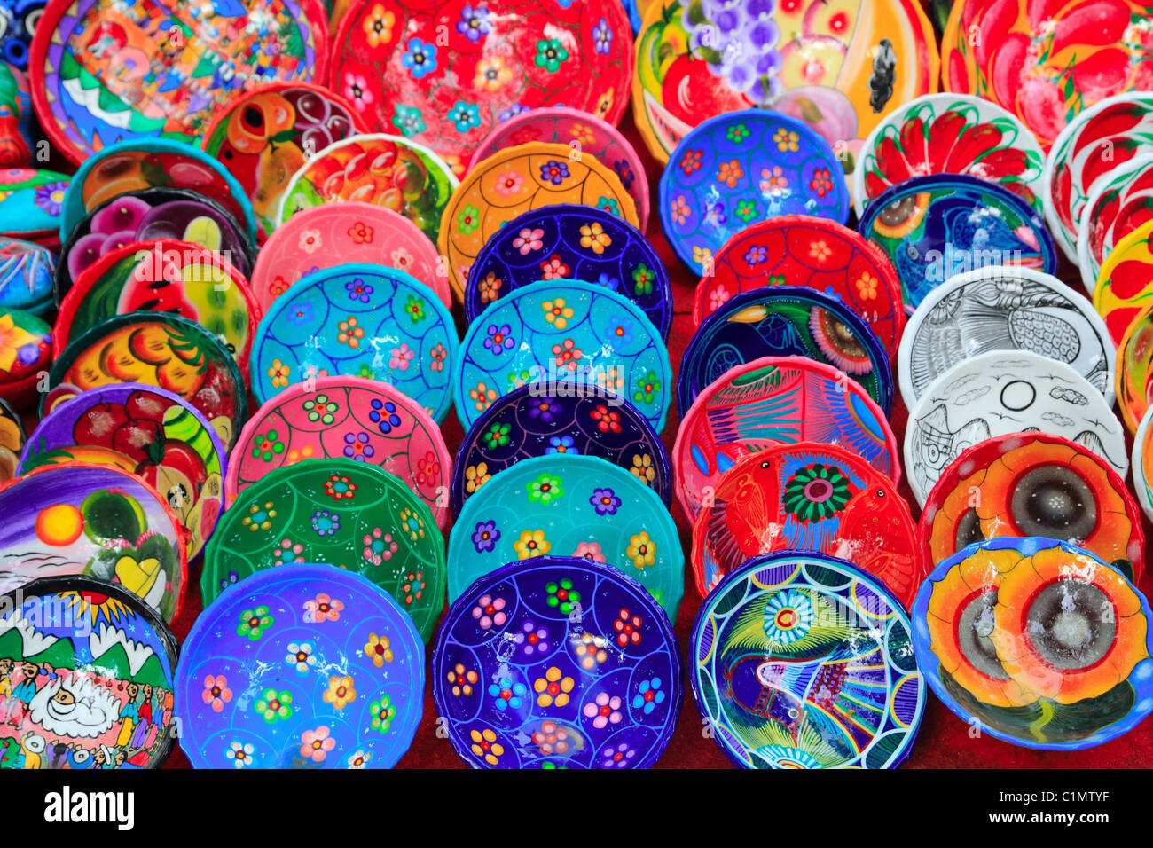 clay ceramic plates from Mexico colorful traditional handcraft Stock ...