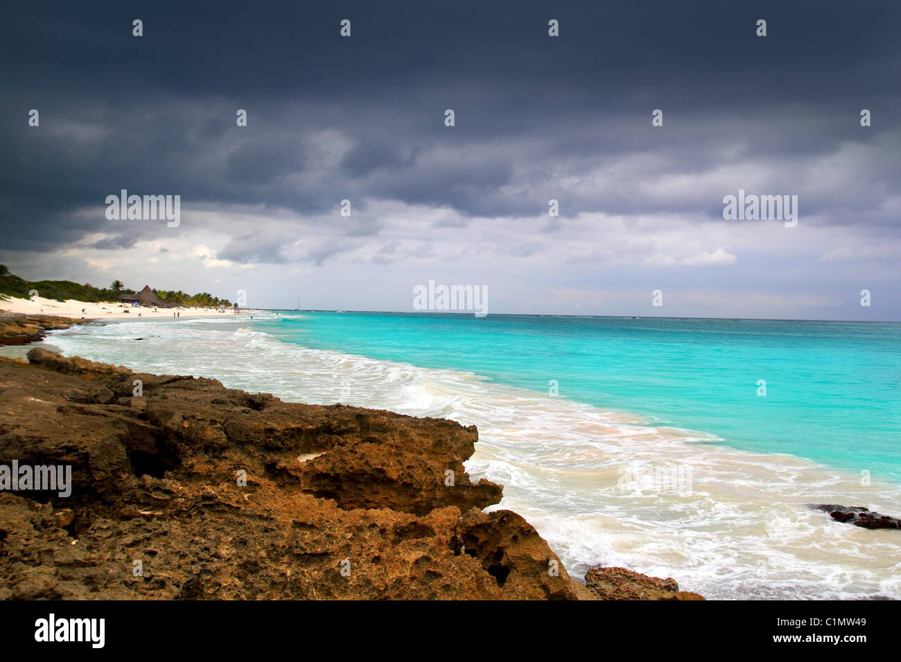 hurricane tropical storm beginning Caribbean sea dramatic sky Tulum Stock Photo - Alamy
