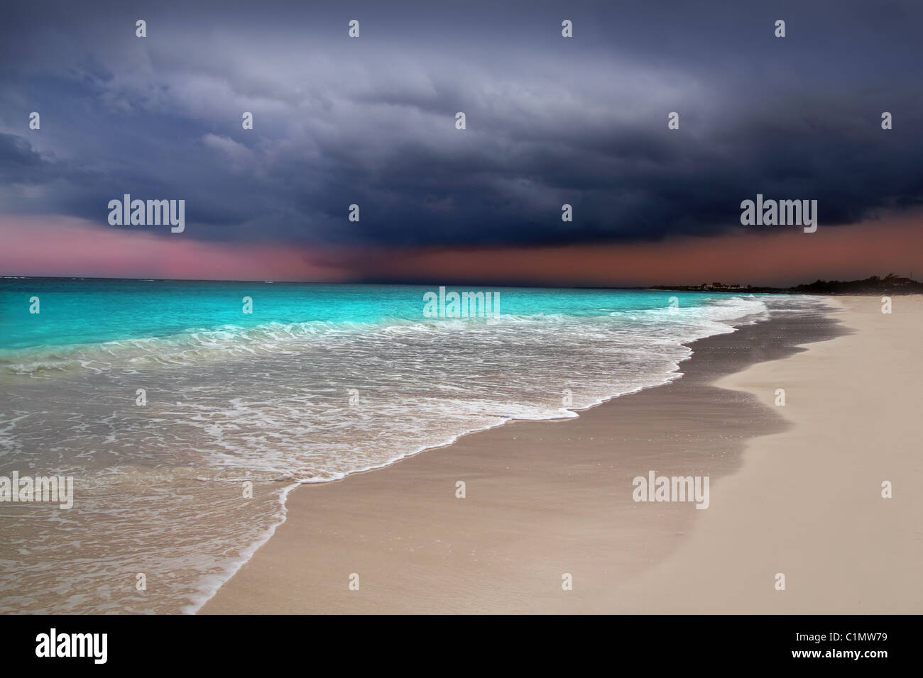 hurricane tropical storm beginning Caribbean sea dramatic sky Tulum ...