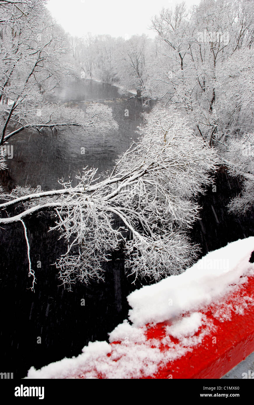 winter river and heavy snow Stock Photo - Alamy
