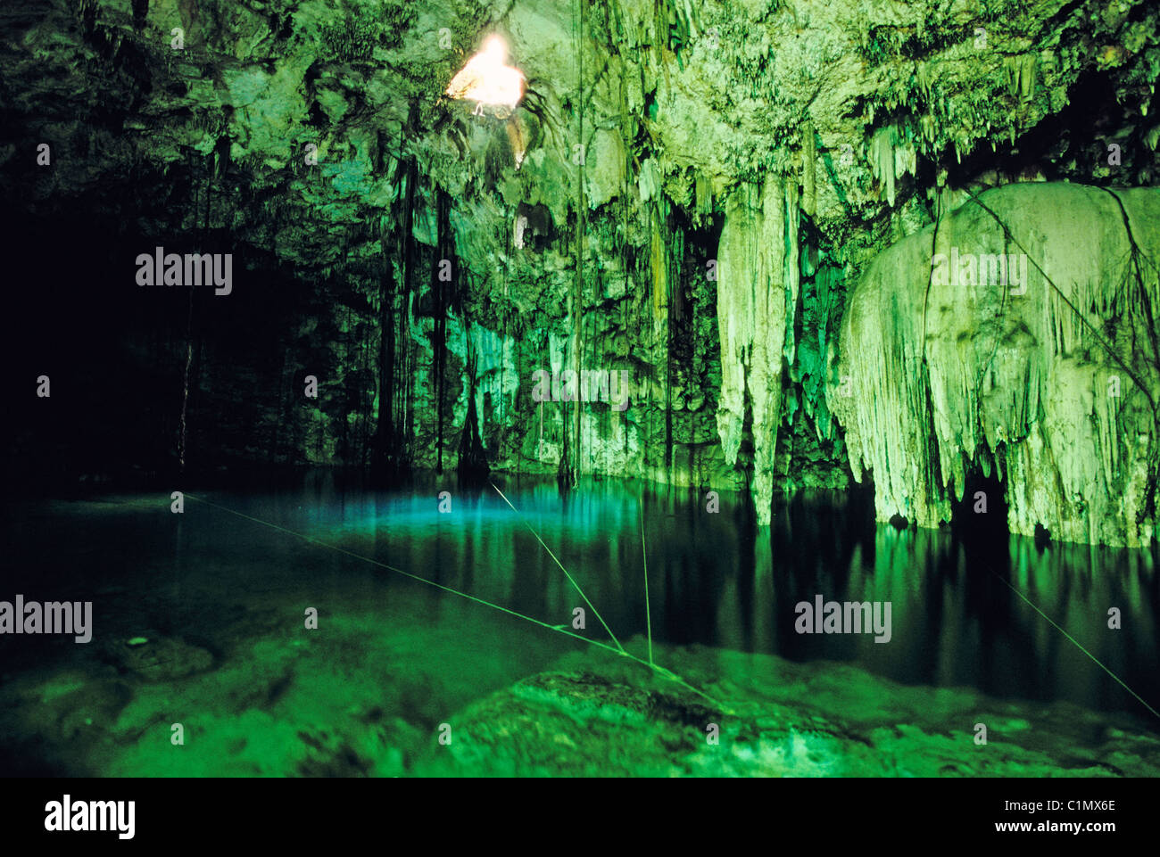 Mexico, Yucatan State, the Xkeken Cenote (undergroud lake) in the ...