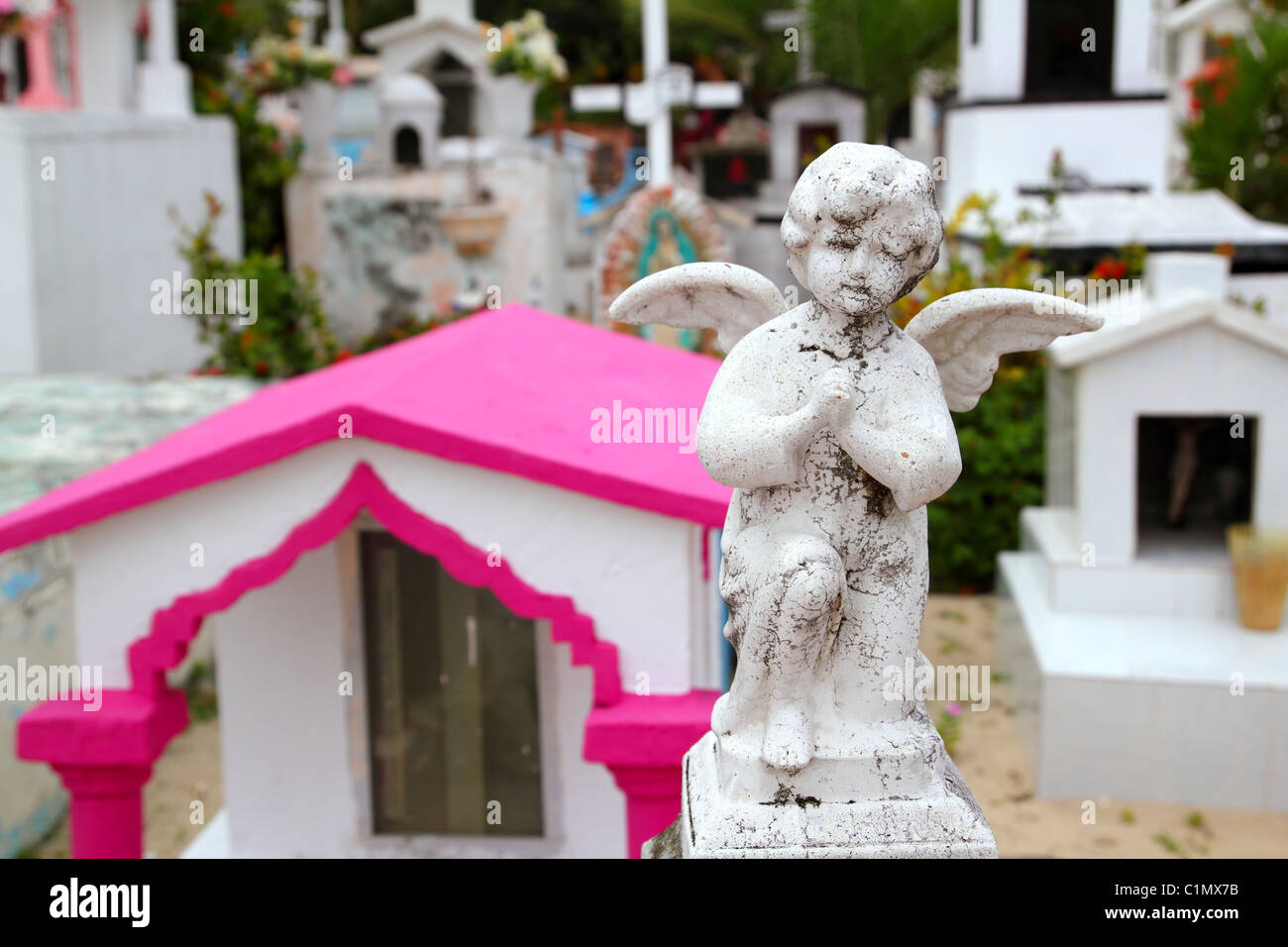 Caribbean children cemetery catholic angel saints figures colorful ...