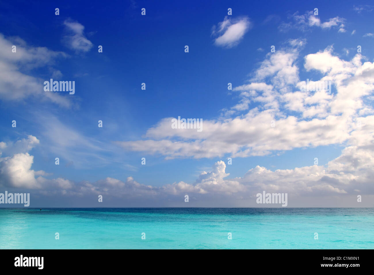 Caribbean tropical turquoise beach blue sky Mayan Riviera Mexico Stock ...