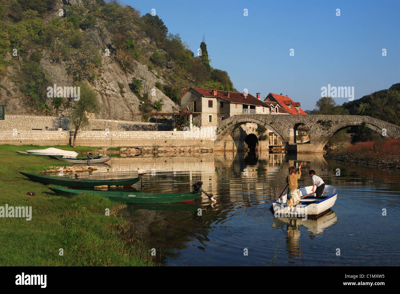 Montenegro, central region, the lake Skadar (Skadarsko Jezero), Rijeka Crnojevica Stock Photo ...